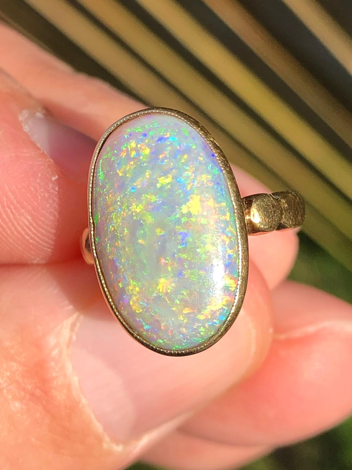 Striking antique Edwardian Natural Large Lightning Ridge Black Opal ...
