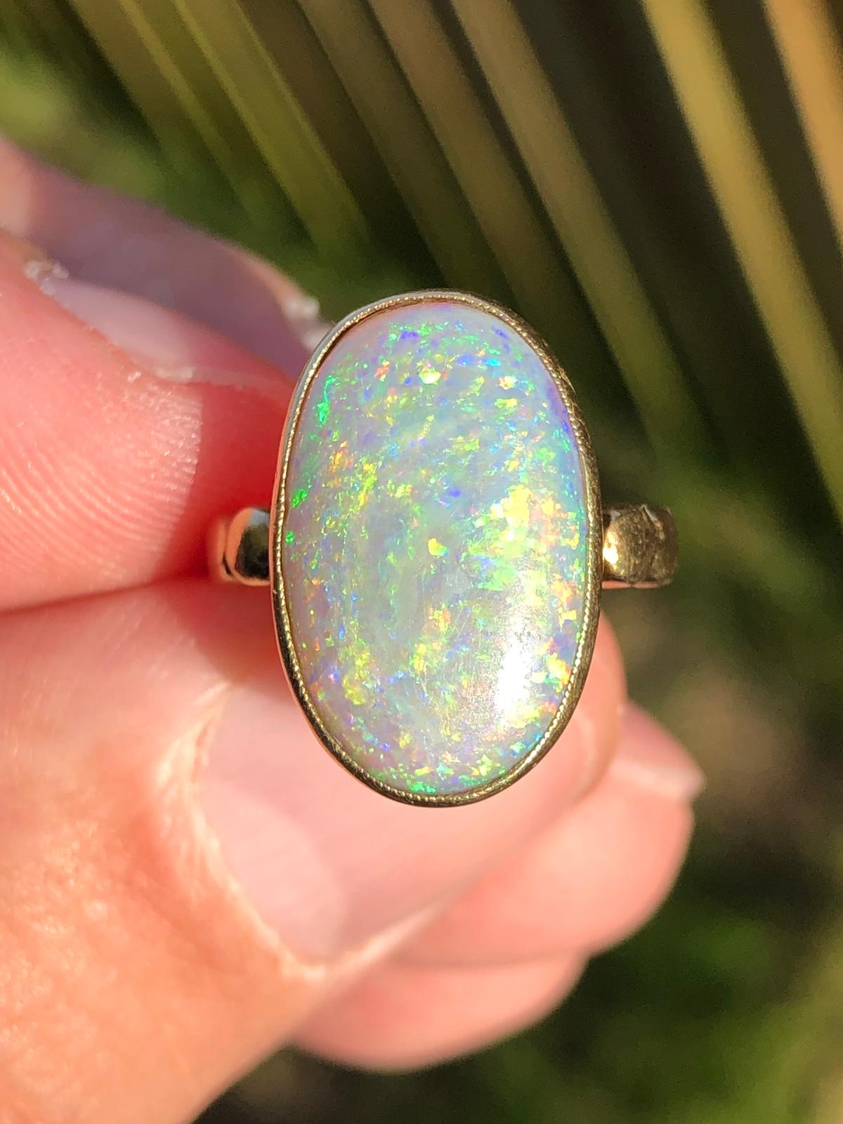 Striking antique Edwardian Natural Large Lightning Ridge Black Opal ...
