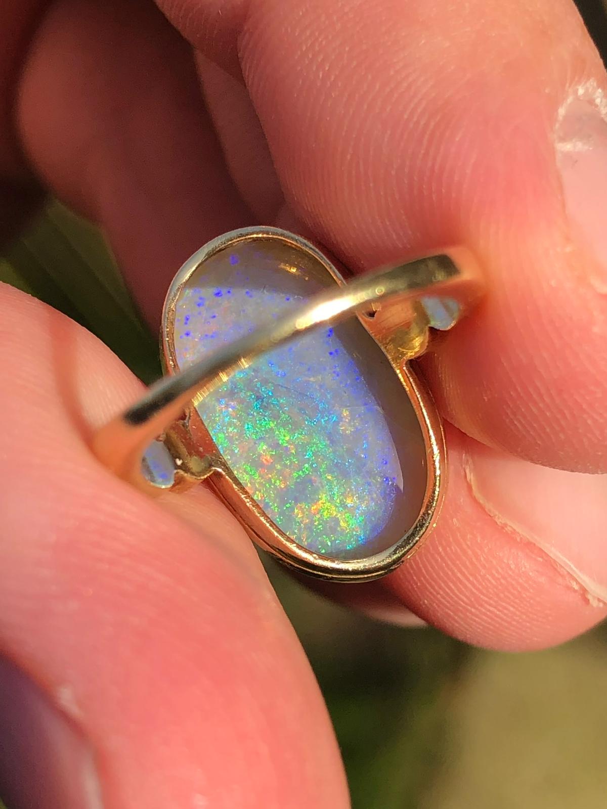 Striking antique Edwardian Natural Large Lightning Ridge Black Opal ...
